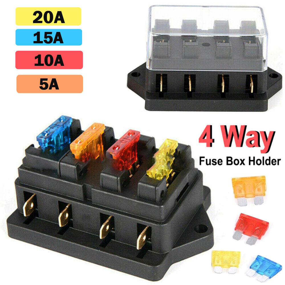 4Way Auto Car Power Distribution Blade Fuse Holder Box Block Fuse ...