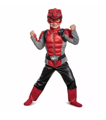 Power Rangers Red Ranger Beast Morpher Muscle Costume Mask Set Toddler ...