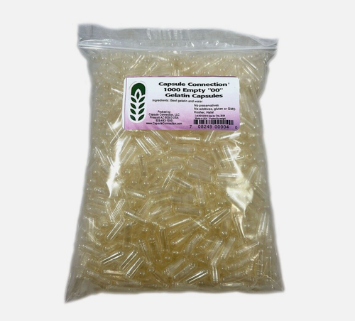 Empty Capsules 1000 Count - Size 00 Non-GMO USA Clear, Joined, Caps ...