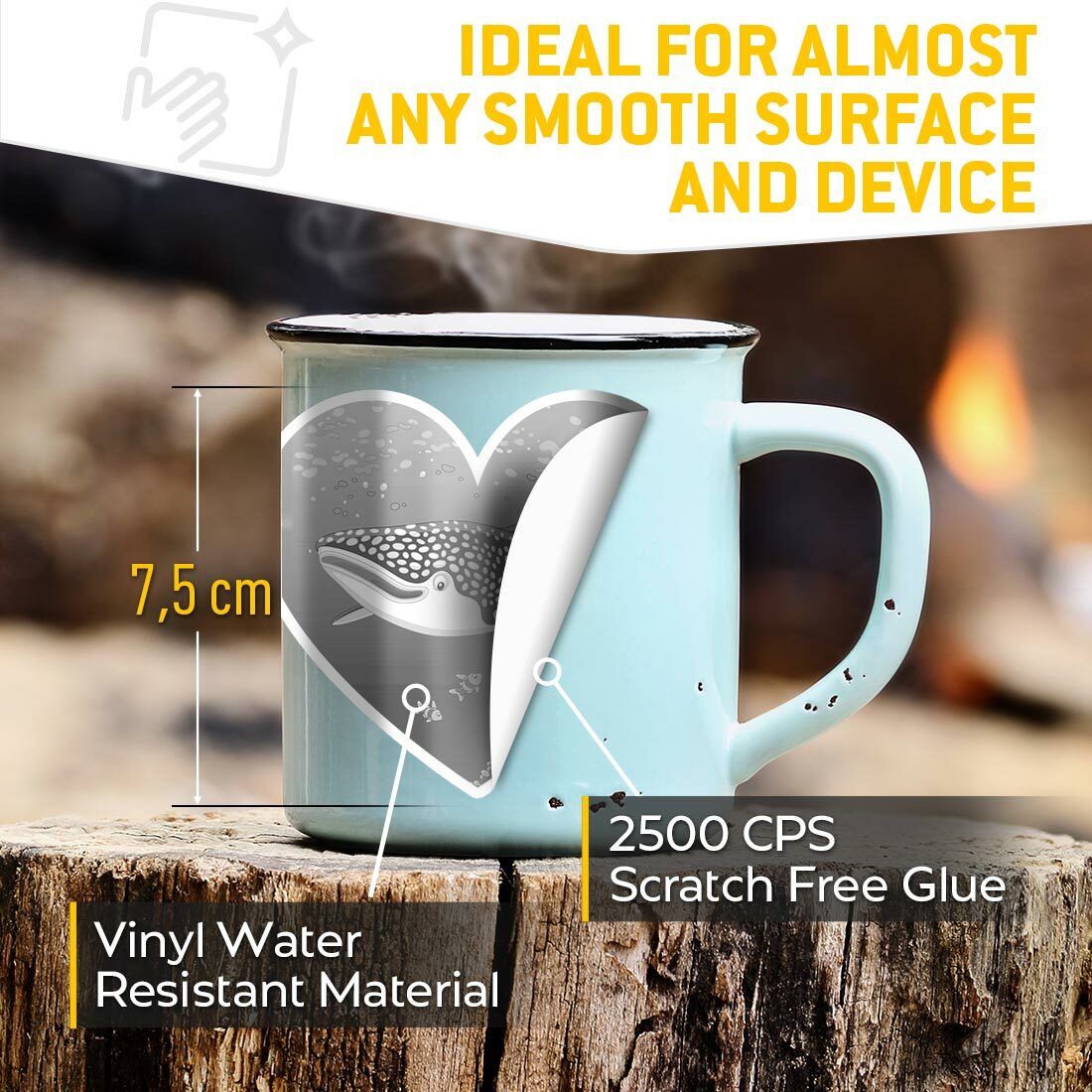 2 x Heart Stickers 7.5 cm - BW - Cartoon Big Whale Underwater #37842 | eBay