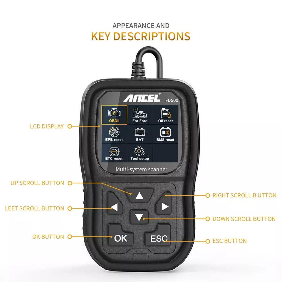 ANCEL FD500 Full System Scan Tool fit for Ford Lincoln Code Reader Obd2 ...