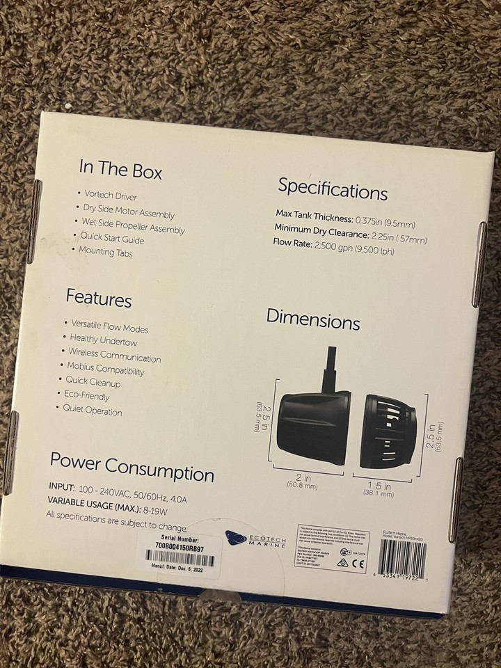 Ecotech Marine VorTech MP10 Quietdrive Pump 653341197221 | eBay