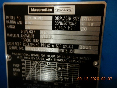 MASONEILAN DRESSER 12800AB LIQUID LEVEL CONTROLLER / 12800 SERIES / 2 ...