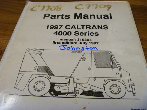 1997 Johnston 4000 Caltrans Street Sweeper Parts Catalog Manual PN ...