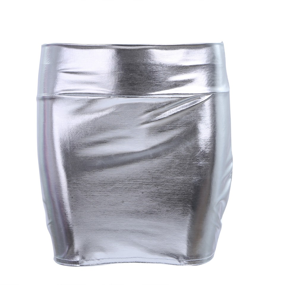 Women Micro Mini Skirt Lingerie Wet Look PVC Faux Leather Zipped Skirt ...