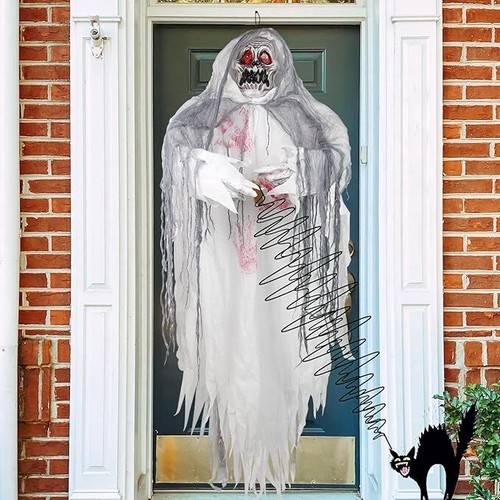 5.7 Ft Halloween Hanging Ghost Life-Size Prop with LED Glowing Eyes ...