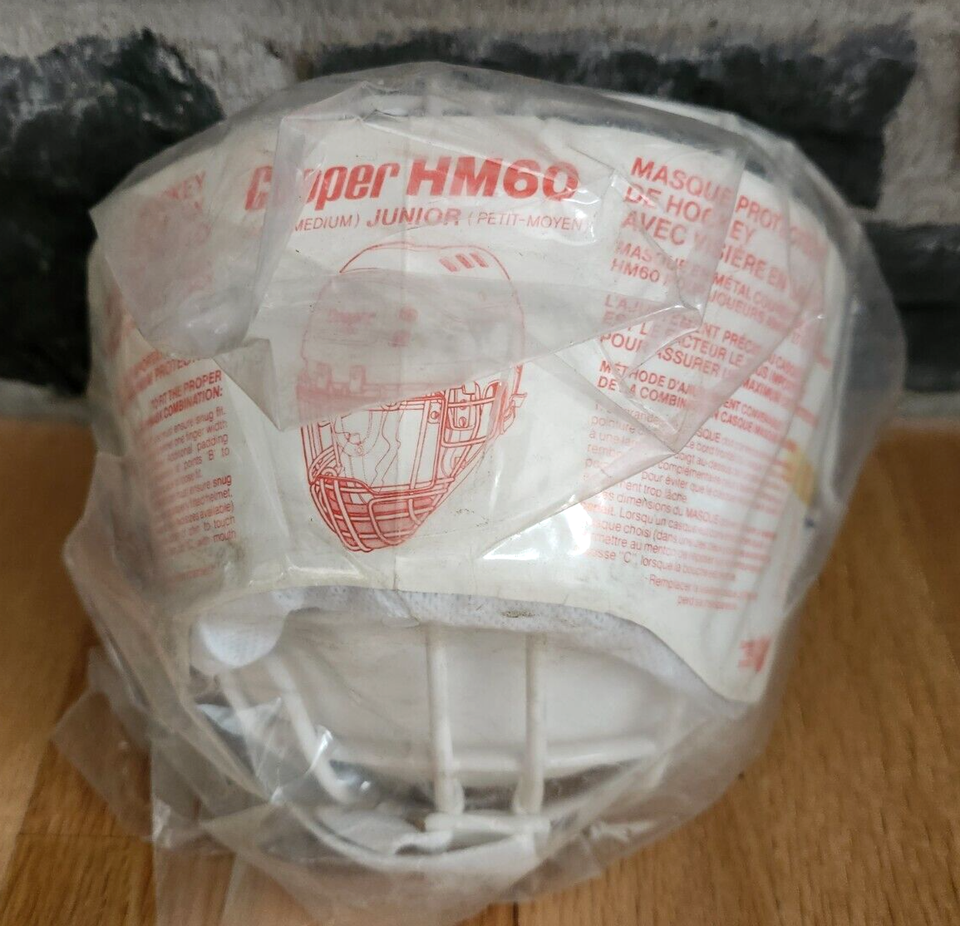 Cooper Full Wire Face Mask MHM60 Junior W/ Lexan Shield Vintage White ...