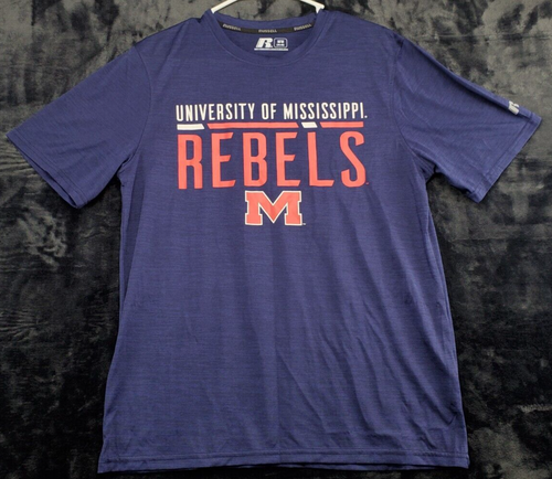 University of Mississippi M Rebels Russell T Shirt Men Medium Blue Knit ...