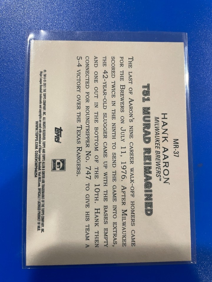 2021 Topps Allen and Ginter Murad Reimagined Hank Aaron # MR-37 {28A2 ...