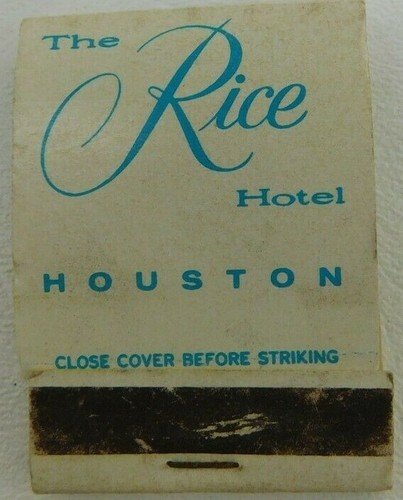 The Rice Hotel Houston Texas Struck Vintage Matchbook Advertisement | eBay
