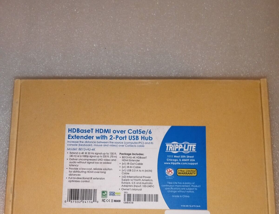 Tripp-Lite B013-HU-4K HDBaseT HDMI over Cat5e/6 Extender with 2 port ...