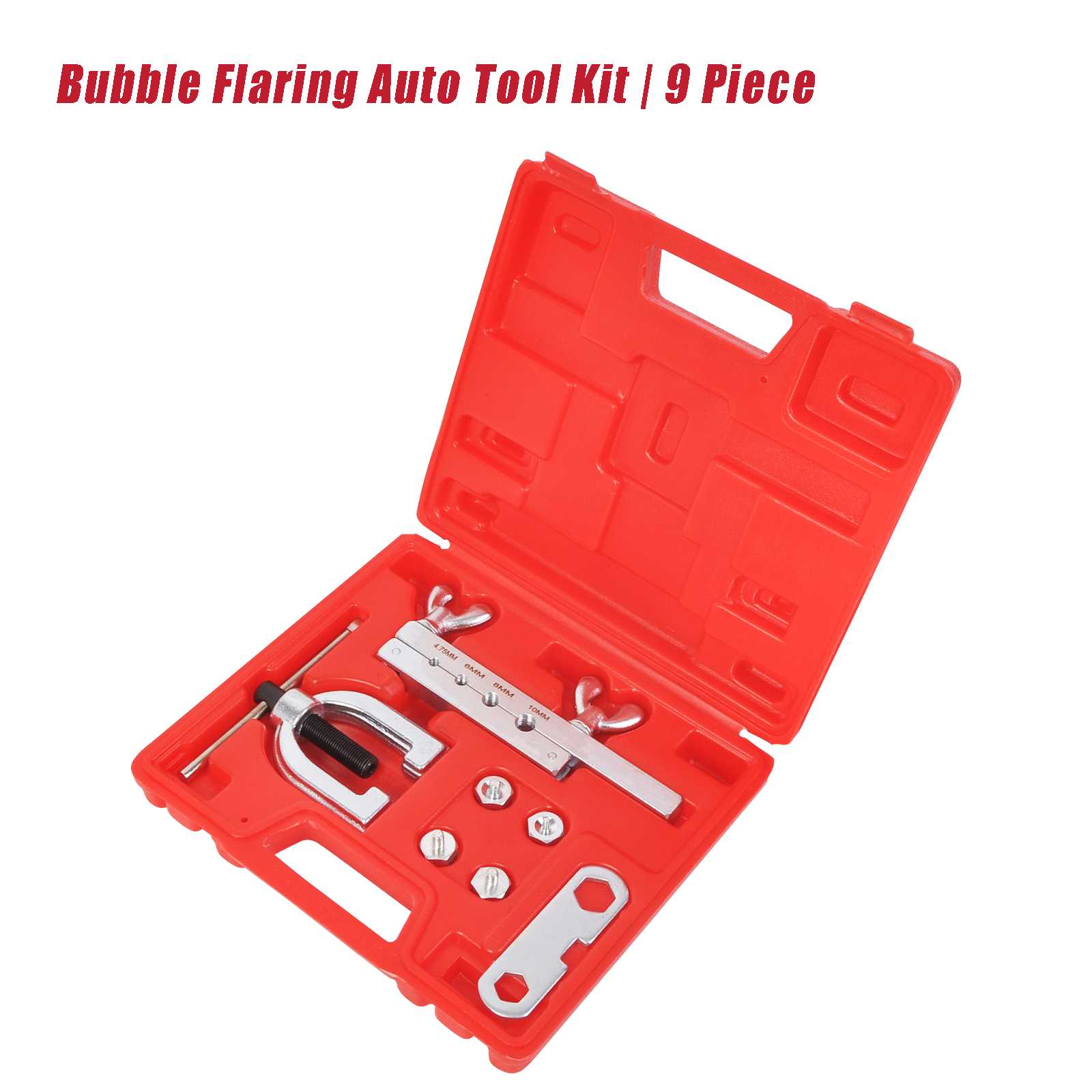 9 Piece ISO/Bubble Flaring Tool Kit Set, 4 adapters for 4.75mm, 6mm ...