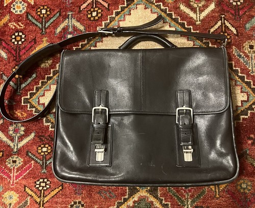 VTG Coach Thompson 16" Black Leather Messenger Briefcase | eBay