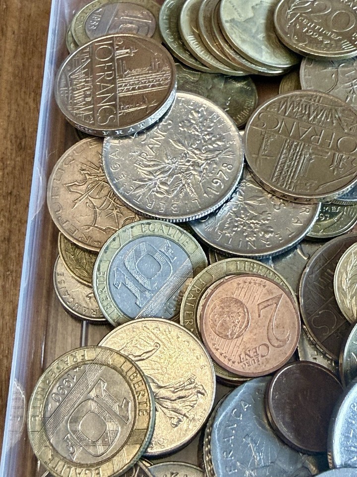 French Coins Bundle, 1kg Job Lot Of French Coins. Francs, French Euros ...