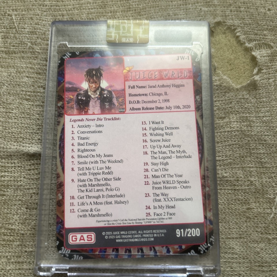 Juice WRLD x GAS Trading Cards #/200 Zoetrope Foil Limited Legends ...