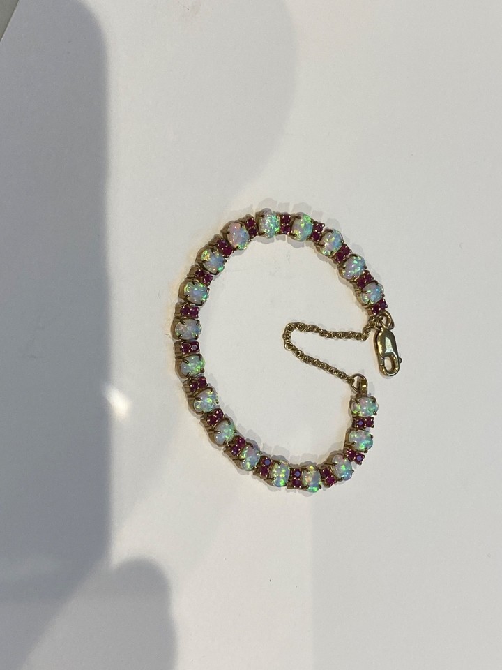 SUPERB VINTAGE 9CT GOLD OPAL & RUBY BRACELET | eBay