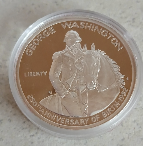 1982 GEORGE WASHINGTON 50c SILVER PROOF COMMEMORATIVE COIN. OGP BUT NO ...