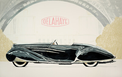 "DELAHAYE AT THE EIFFEL" 12"X16" Giclee Print By Richard Lewis | eBay