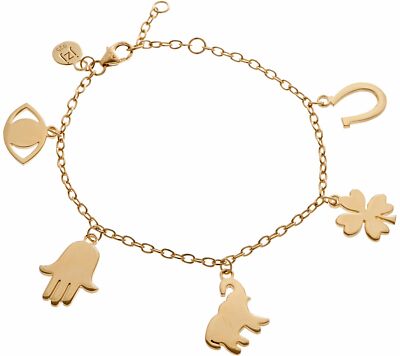 QVC Jennifer Zeuner 18K Yellow Gold Over Silver 8" Lucky Charm Bracelet ...