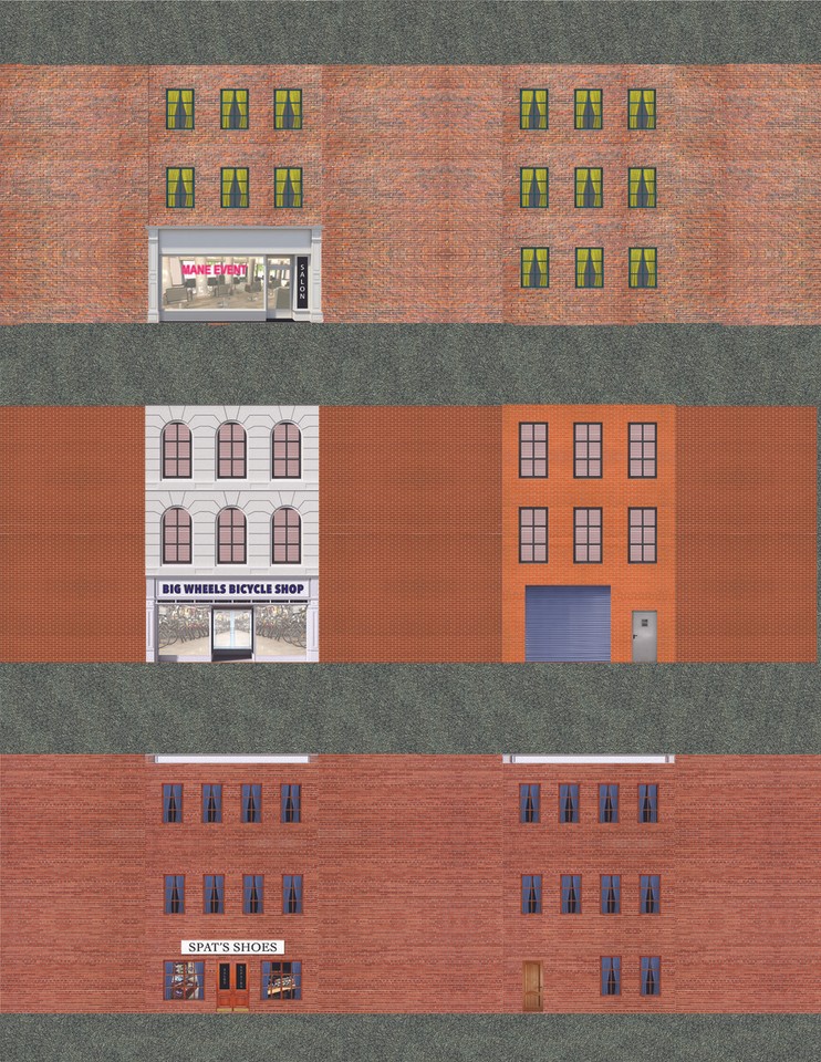 Deluxe N Scale Train Layout Background Kit W/Storefronts Industrial ...