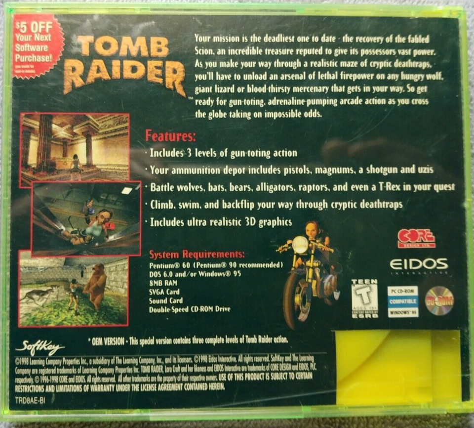 Tomb Raider Special Edition PC CD-ROM game Win95 by Softkey 1998 ...