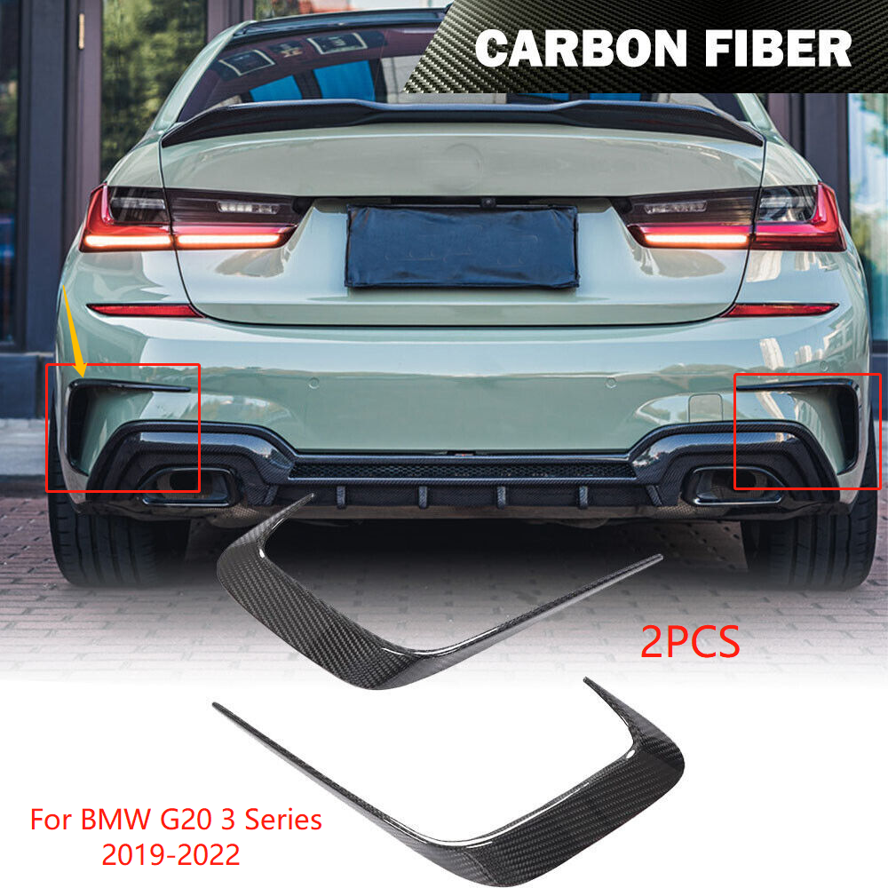 CARBON FIBER REAR BUMPER SIDE VENT TRIM CANARD FOR BMW 330i M340i M ...
