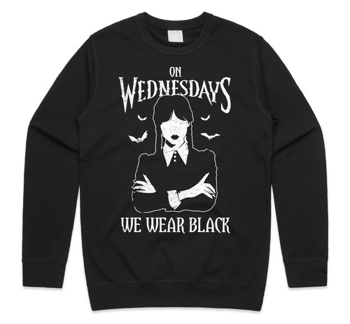 Addams On Wednesdays We Wear Black Jumper Sweatshirt TV Show Gift ...