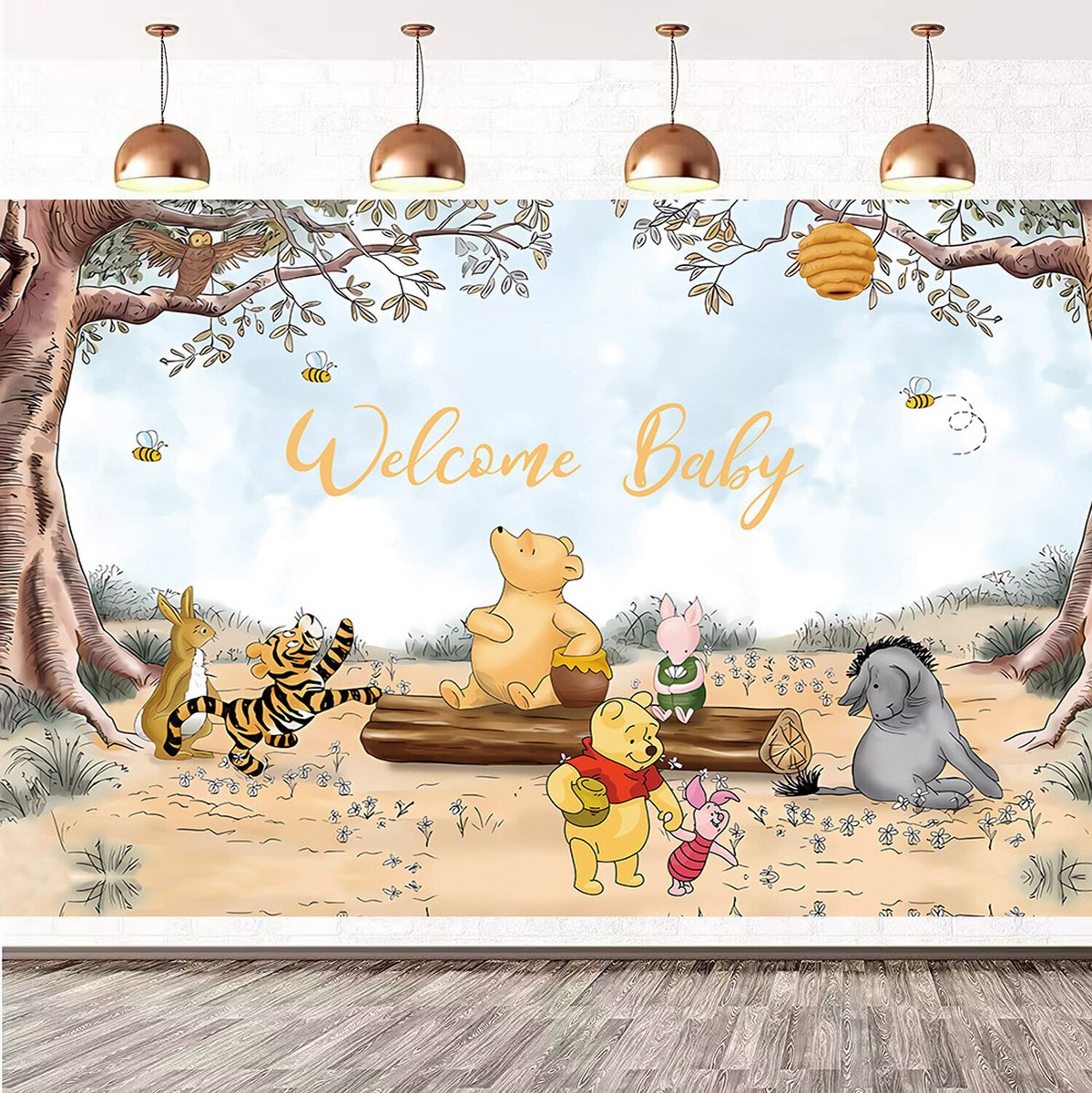 Winnie The Pooh Back Drop Classic Pooh Baby Shower Backdrop, Winnie The ...