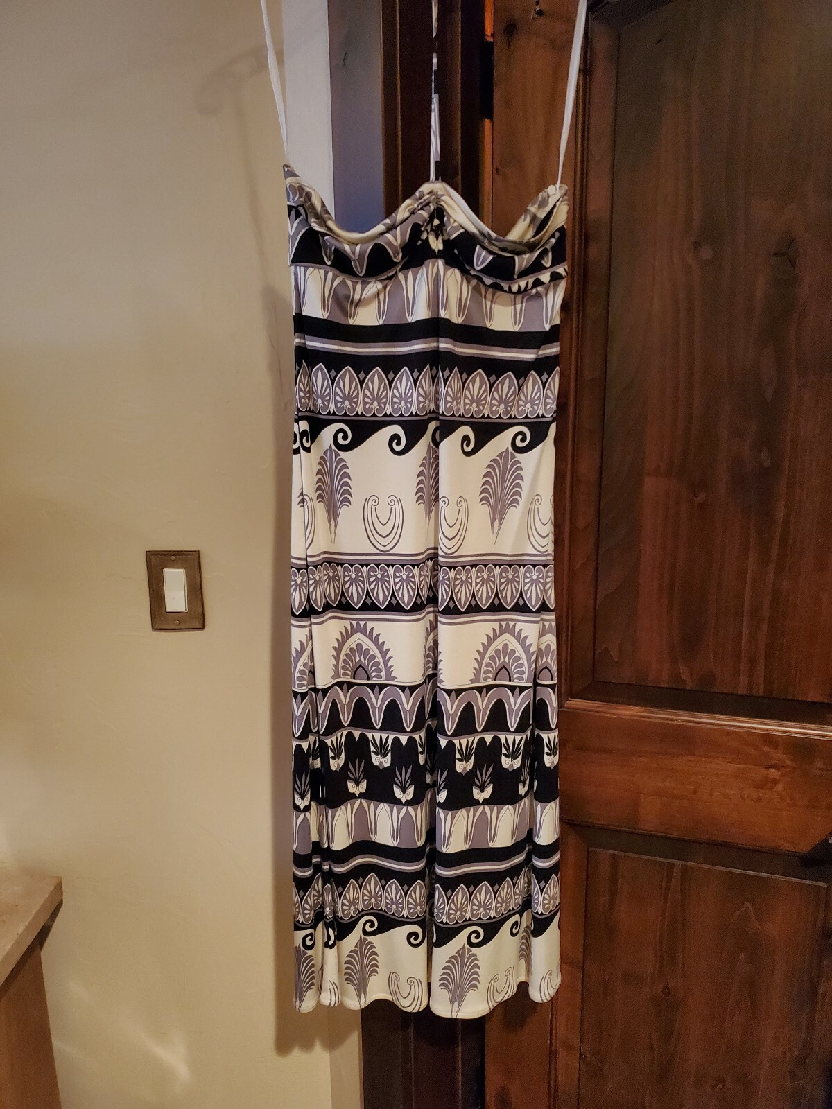 JB Julie Brown Strapless Black/Grey/Cream Print Dress… - Gem