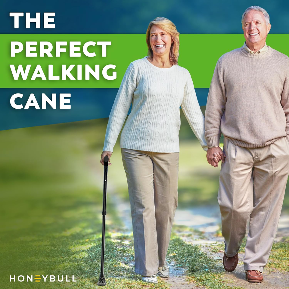 HoneyBull Walking Cane | Single Tip Canes for Men & Women, Foldable ...