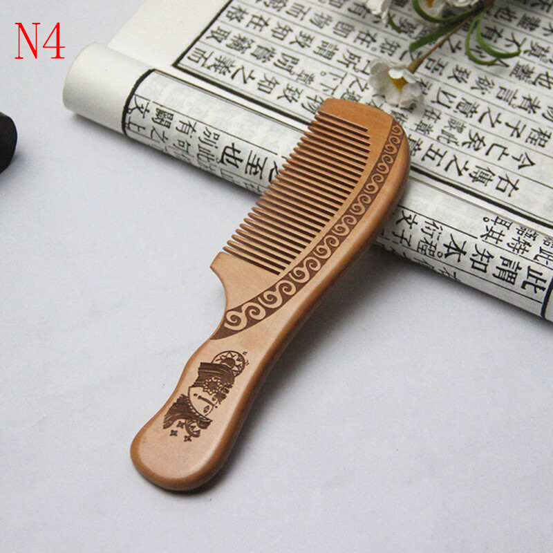 Natural Peach Wood Comb Close Teeth Anti-Static Head Massage Hair ...