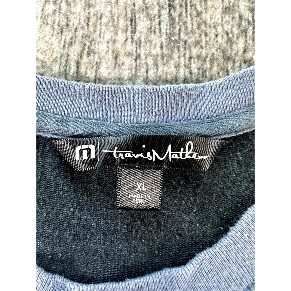 Travis Mathew Fink 2.0 Golf Pullover Crewneck Sweater Casual Light Blue ...