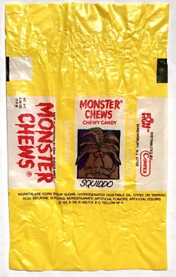 Vintage 1989 MONSTER CHEWS Chewy Candy Container SQUIDDO Wax Wrapper ...
