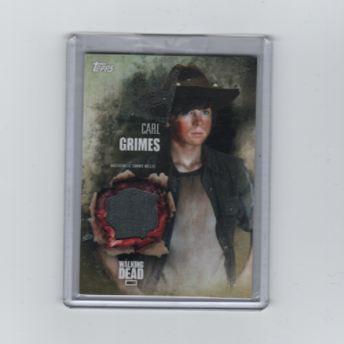 TOPPS WALKING DEAD SEASON 5 CHANDLER RIGGS/CARL GRIMES SHIRT RELIC CARD ...