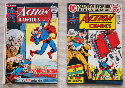 Action Comics 413 and 414 - Superman and Metamorpho 1972 Fine Plus Cond ...
