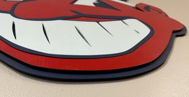 32" x 22" Cleveland Indians Chief Wahoo Logo Wood Sign Mancave ...