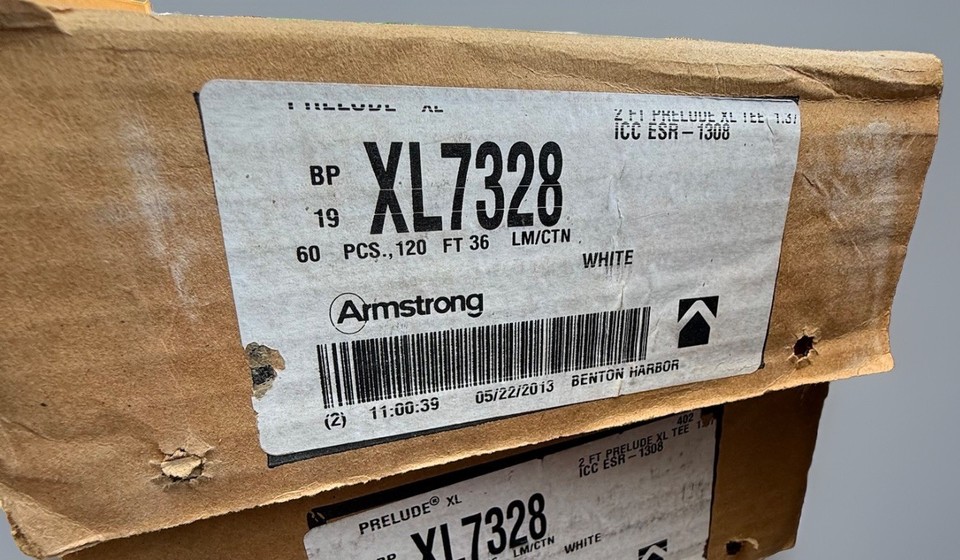 Armstrong Prelude XL7328 Ceiling Cross Tee 2’ Box 60 pcs 120 ft SEALED ...