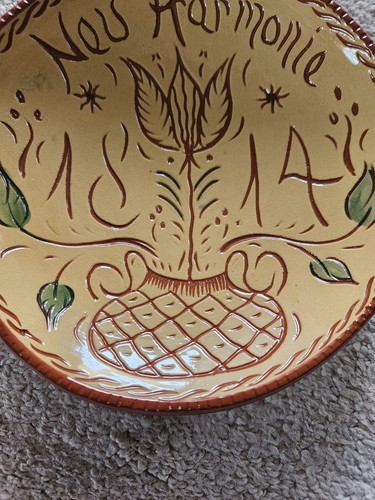 Redware Bee Tree Pottery Plate Posey County Indiana Flower Pot Yelliw ...