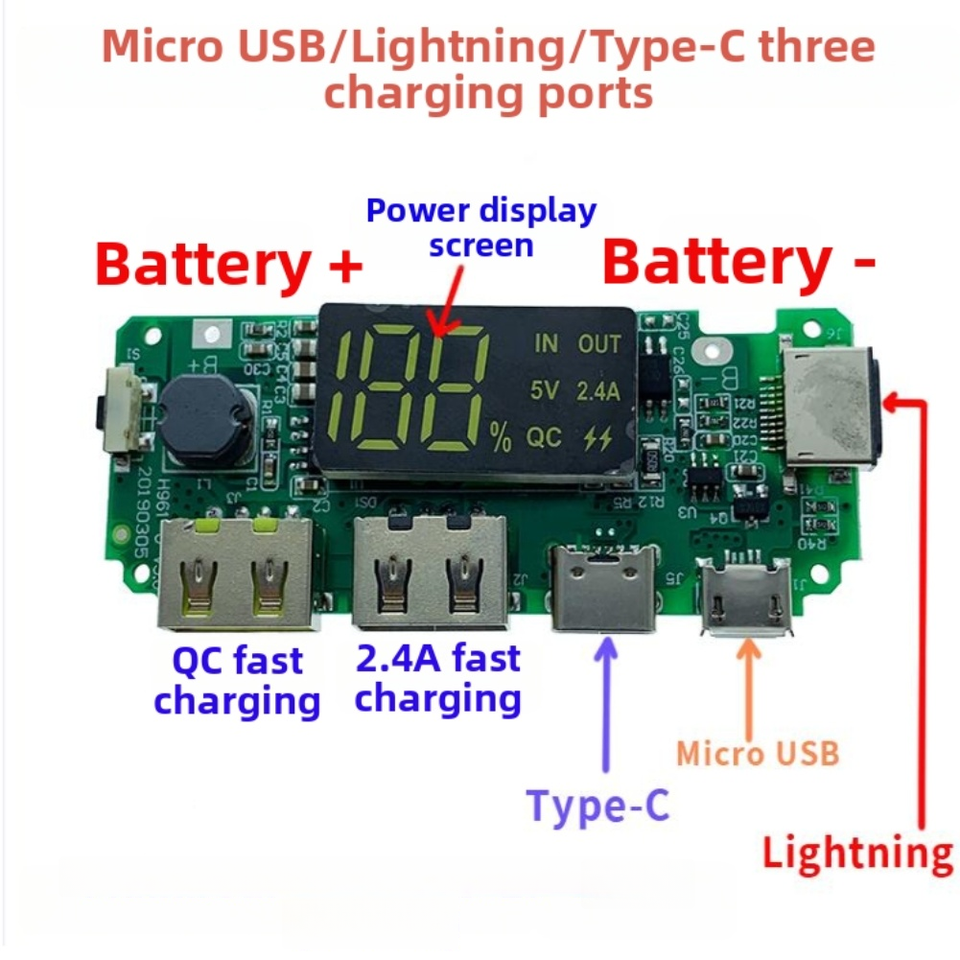 Dual USB Lithium Battery Charger Module 2PCS 5V 24A Digital Display ...