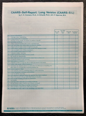 Conners' Adult ADHD Rating Scales CAARS Long Version Self-Report ...