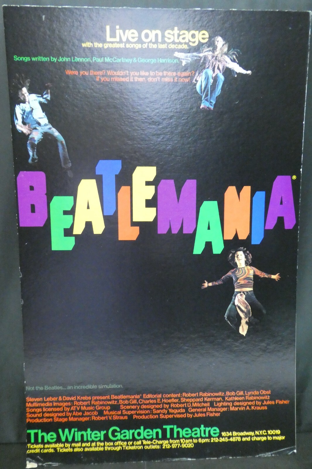 Beatlemania Theater Broadway Window Card Poster 14" x 22" | eBay