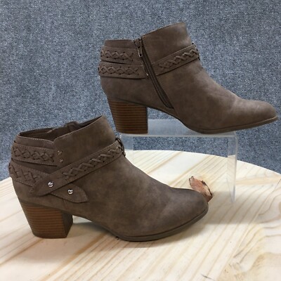Indigo Rd Boots Womens 10 M Sammy Side Zip Ankle Bootie Brown Faux ...