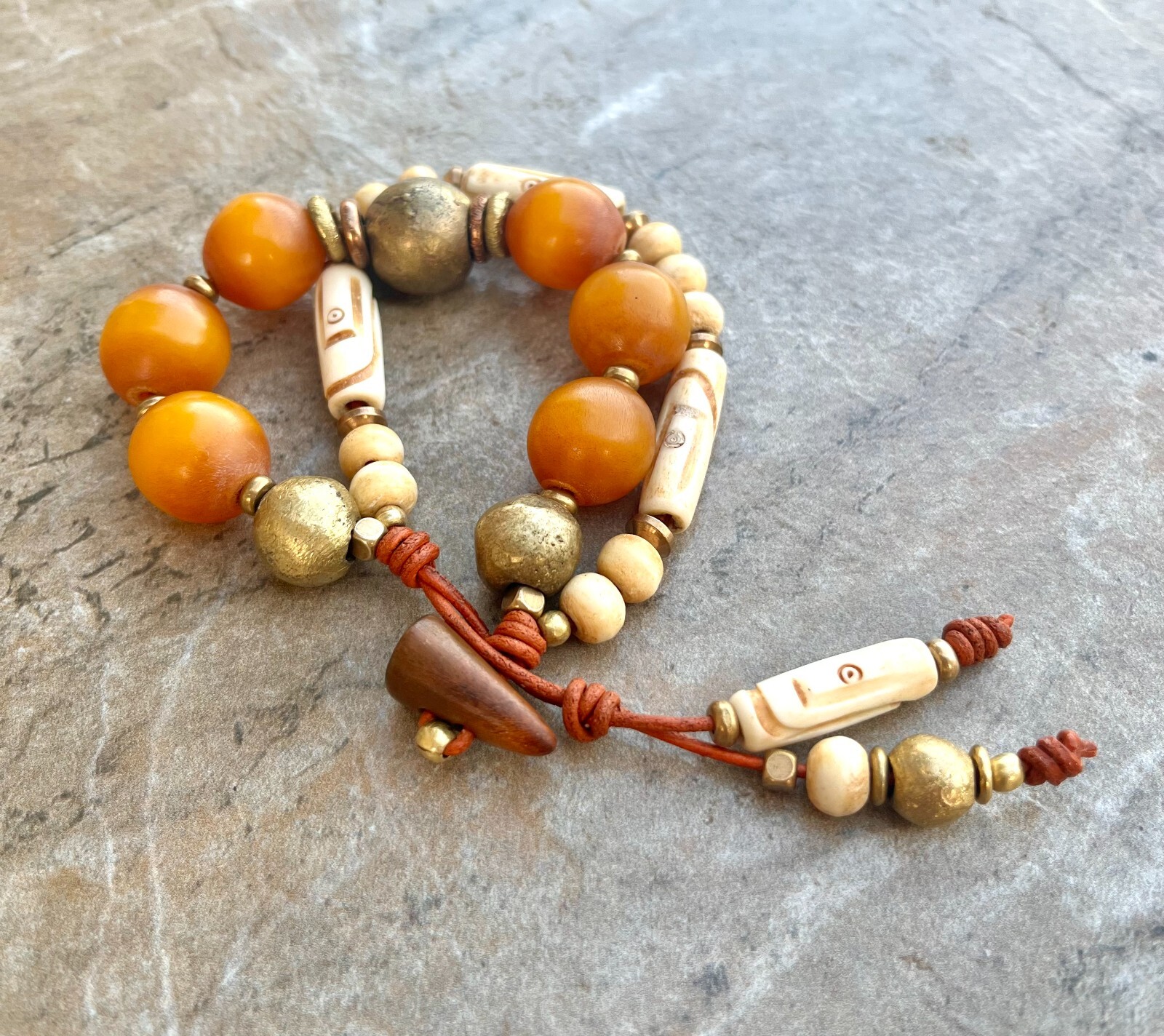 Tribal Boho African Copal Amber Bracelet | eBay
