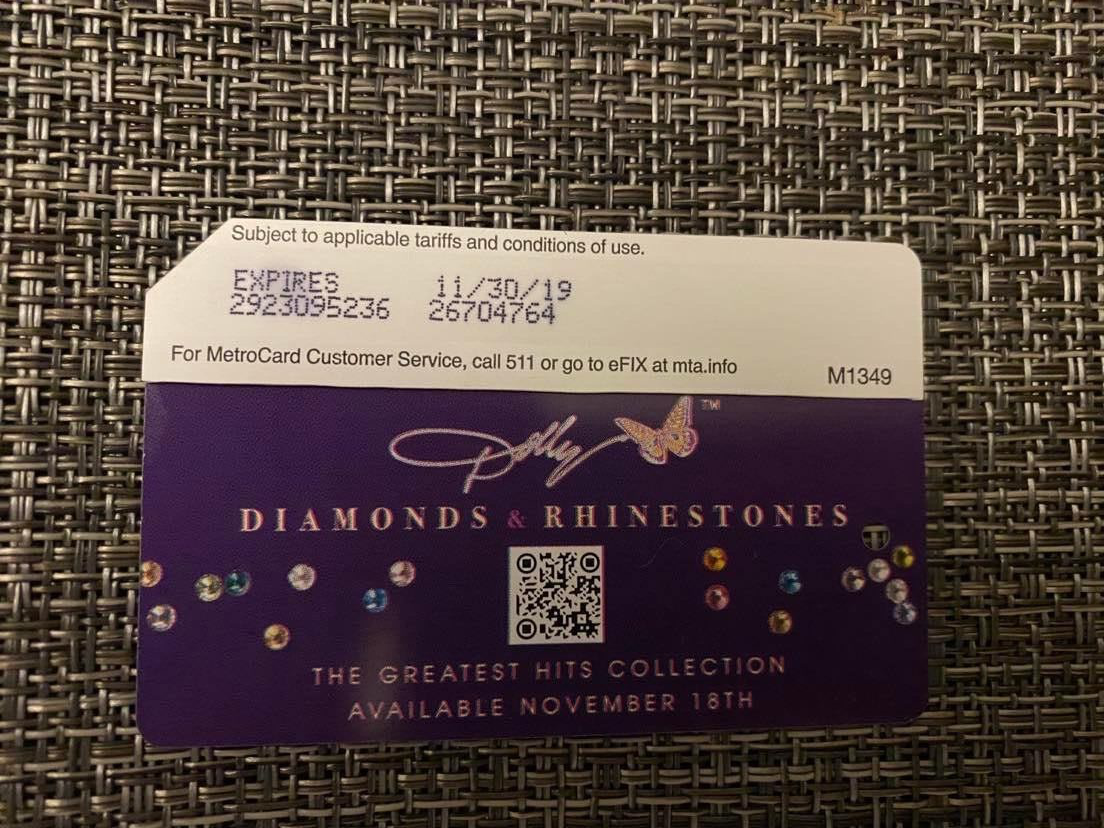 2022 Dolly Parton Metrocard New York MTA Diamonds & Rhinestones ...