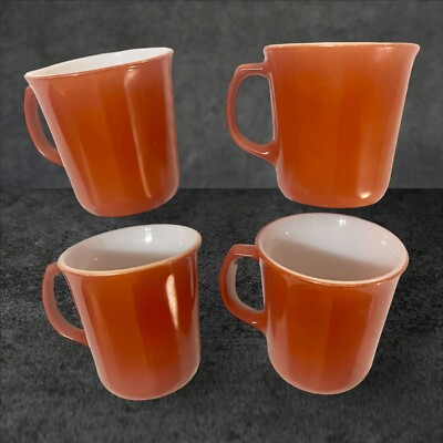 PYREX Set Of 4 Vintage Pyrex Burnt Orange D Handles Coffee Tea Cups ...