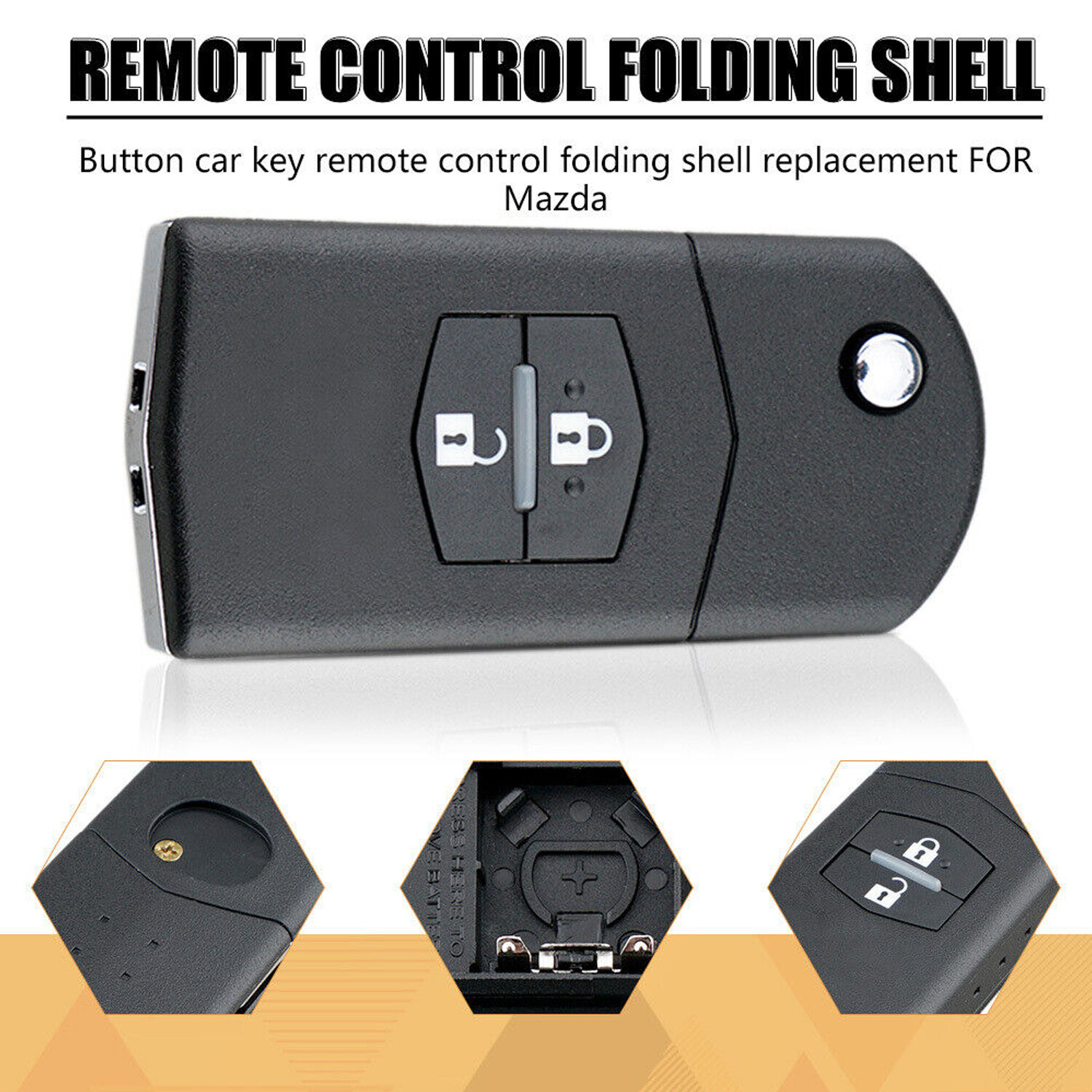 2 Button Remote Flip Key Shell Uncut Blade Car Key Case Fob Mazda 3 5 6 ...