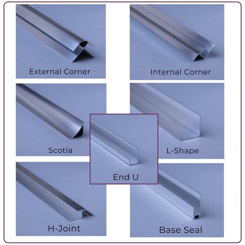 PVC Wet Room Panel Trims High Grade Aluminium 7mm, 10mm Silver Finish ...