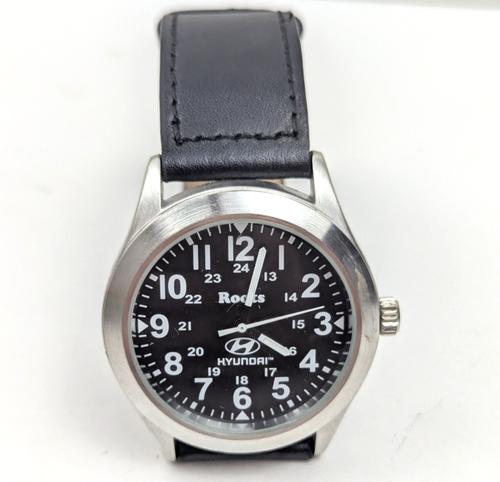 Roots x Hyundai Promotional Watch Black Dial Quartz Genuine Leather ...