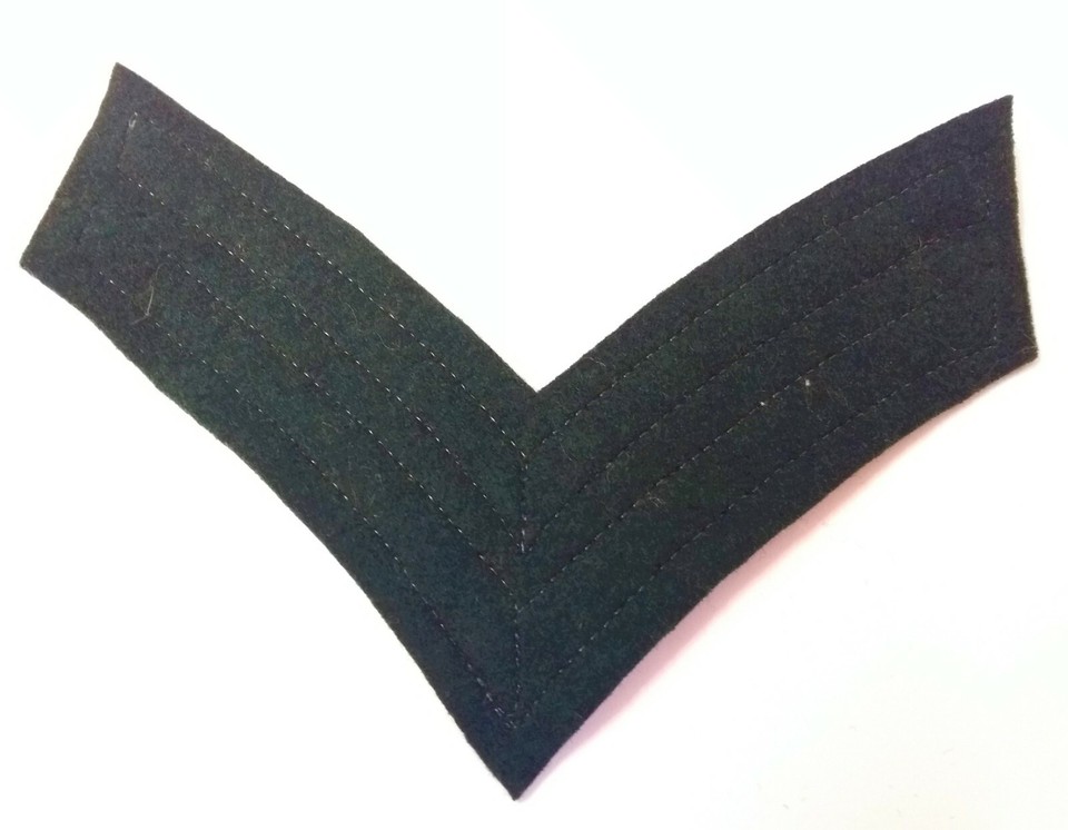 Genuine Vintage British Military Issue Gold Wire 2 Bar Chevron on Green ...