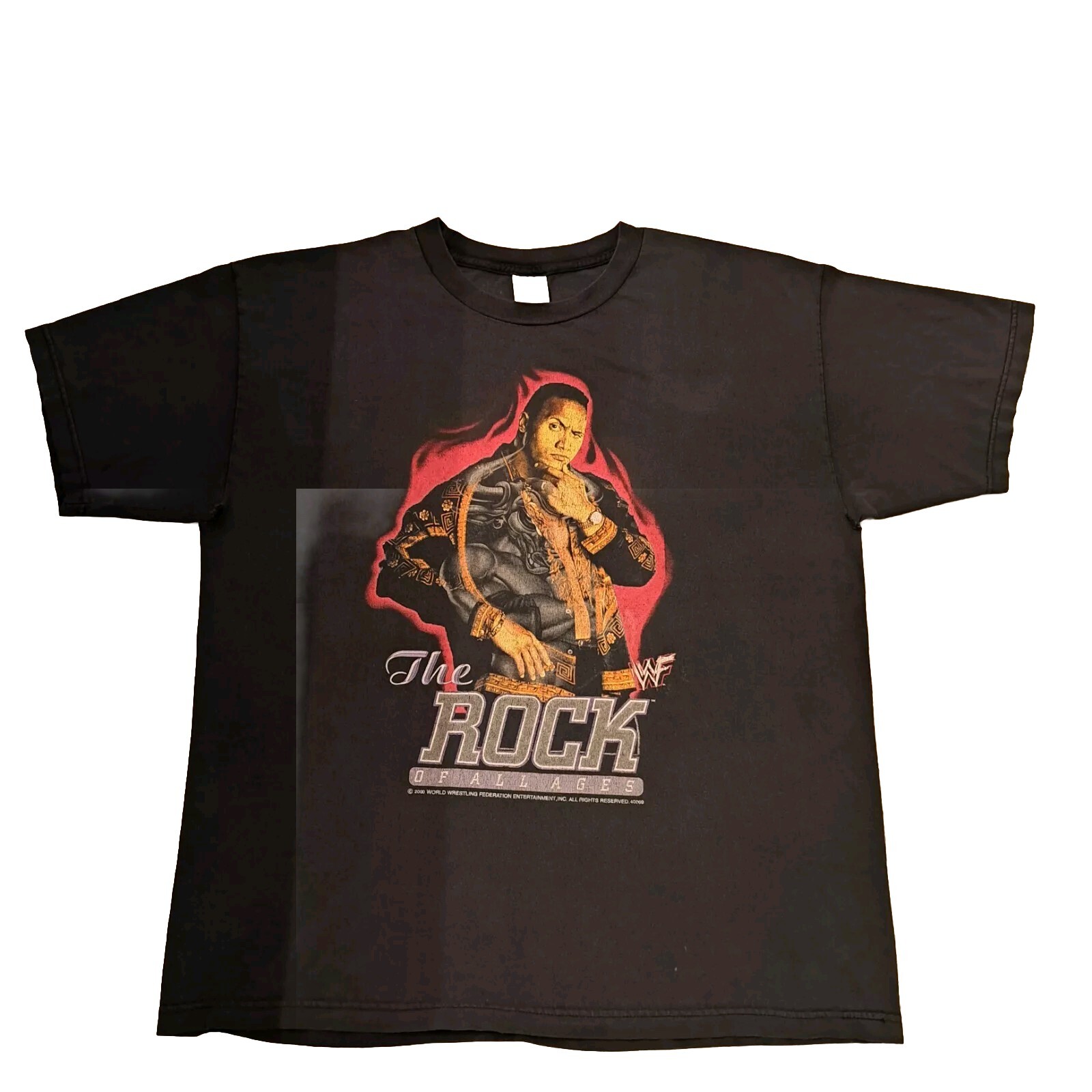VTG 90s 2000 WWF The Rock Dwayne Johnson Double Sided… - Gem